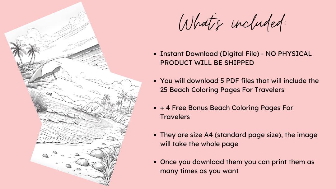 25 Beach Coloring Pages Printable Beach Coloring Sheets Travel Coloring ...