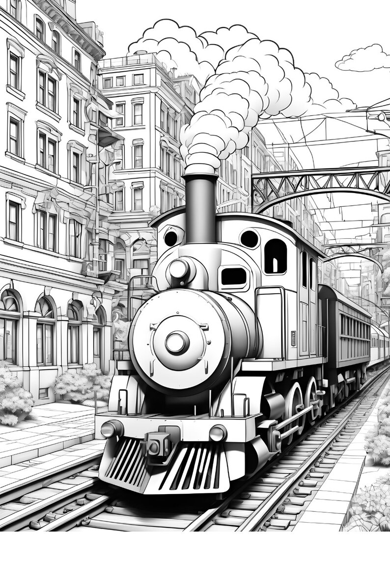 20 Train Coloring Pages for Adults | Printable Train Coloring Sheets ...