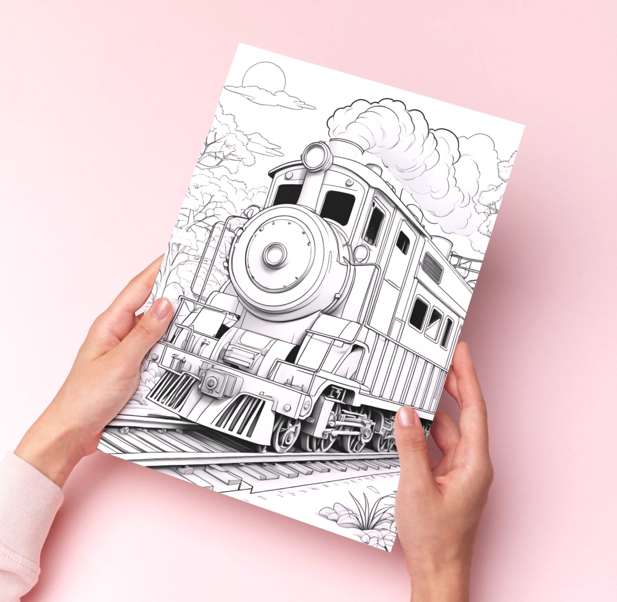 20 Train Coloring Pages for Adults | Printable Train Coloring Sheets ...