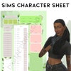 Printable Sims Character Sheet. Unfold Your Character and Their ...