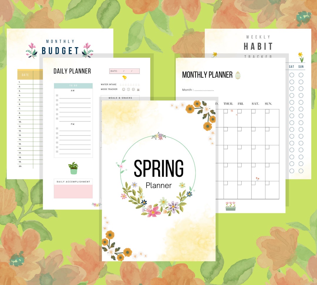 Printable Spring Monthly Planner, Easter Weekly Planner Sheets. Inserts ...