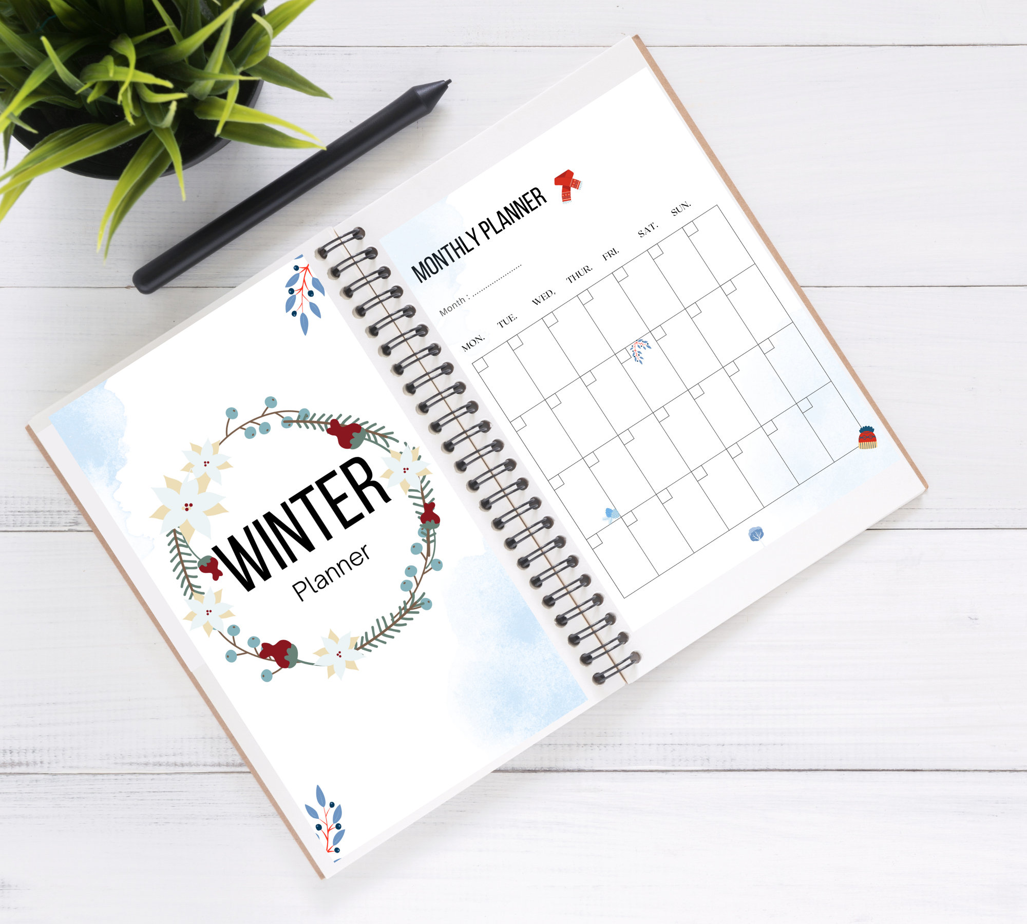 Printable Winter Monthly Planner, Winter Weekly Planner Sheets. Inserts ...