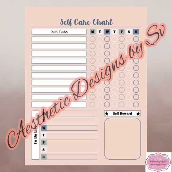 Self Care Chart Editable Digital Print | Etsy