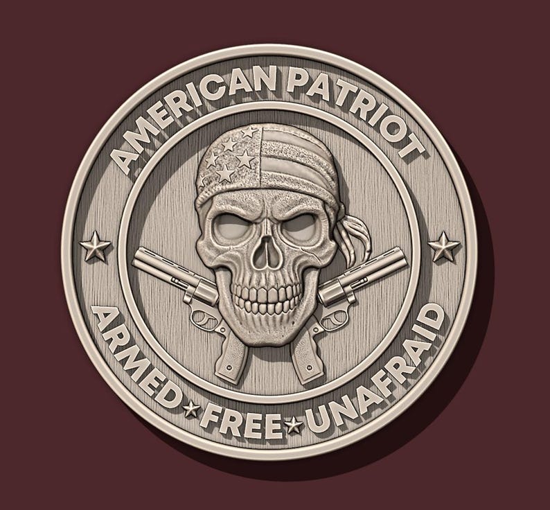 Patriot Skull Emblem 3D STL File: CNC Router & 3D Printing (digital ...