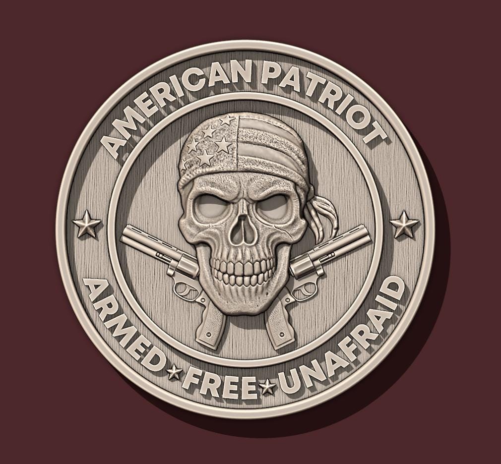Patriot Skull Emblem 3D STL File: CNC Router & 3D Printing (digital ...