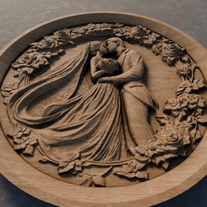 Wedding Couple Relief 3D STL File: CNC Router & 3D Printer Model ...