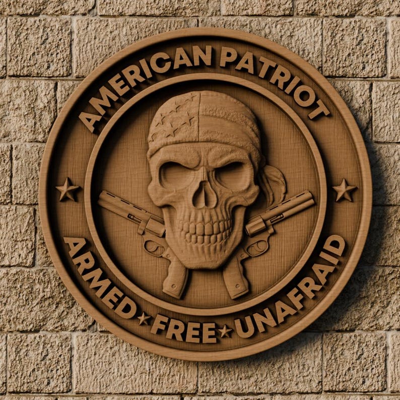 Patriot Skull Emblem 3D STL File: CNC Router & 3D Printing (digital ...