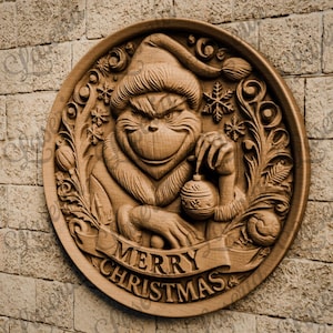3D STL Design Grinch Christmas Relief for CNC Routers and 3D Printing ...