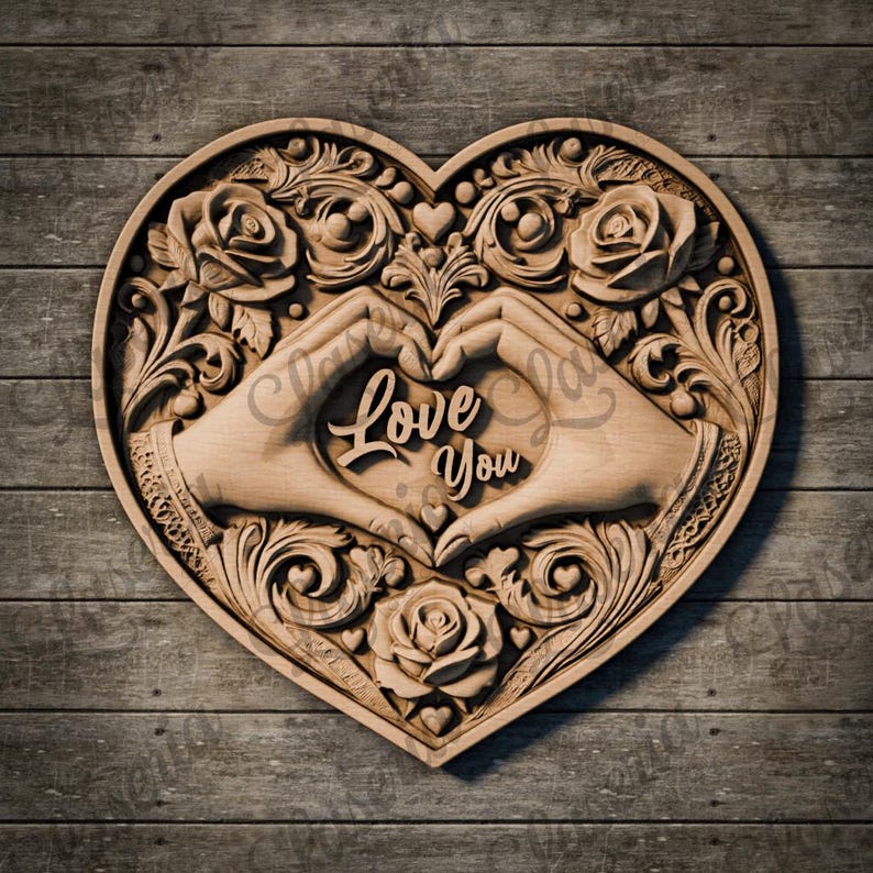 Love You Heart Relief 3D STL Design: CNC Router & 3D Printing (digital ...