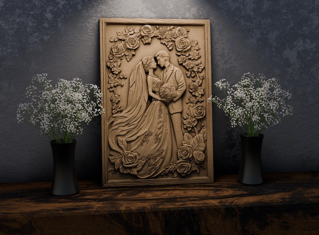 3D STL Digital File Elegant Wedding Couple | CNC Router & 3D Printer ...