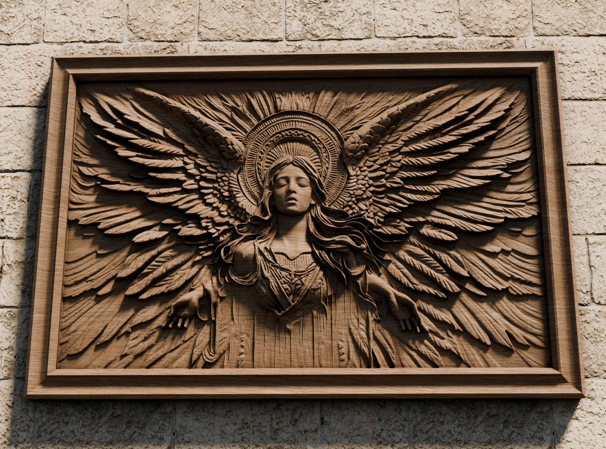 Framed Angel 3D STL Design for CNC & 3D Printing | Angel Wings Relief ...
