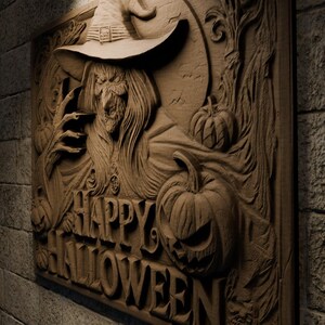 3D STL Design Happy Halloween Witch for CNC Routers and 3D Printing - Etsy