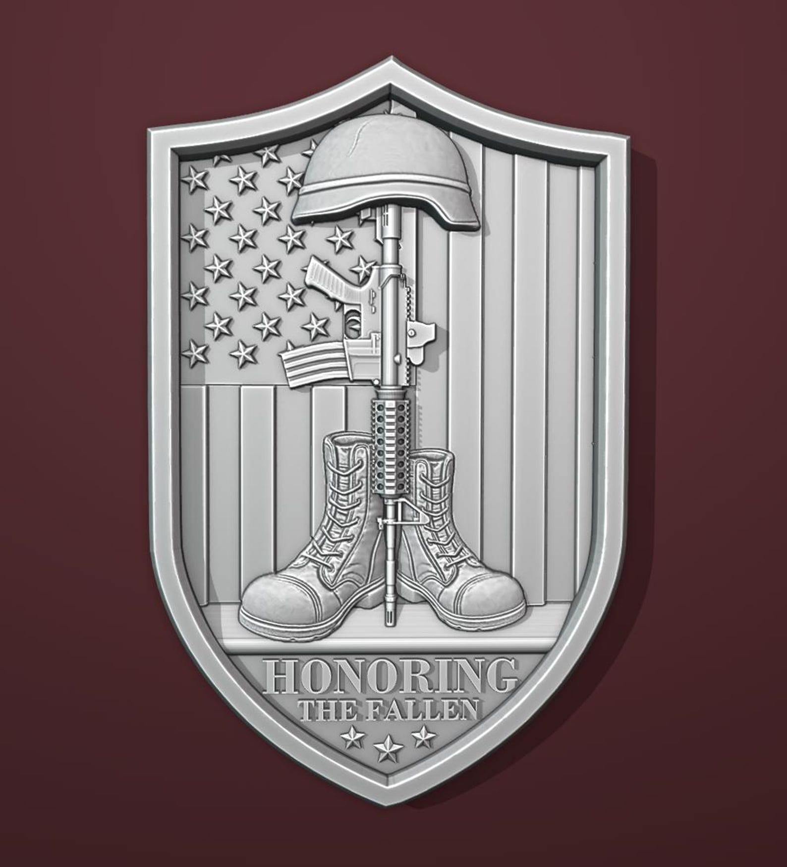 3D STL Design | Honoring the Fallen Battlefield Cross Shield | Memorial ...