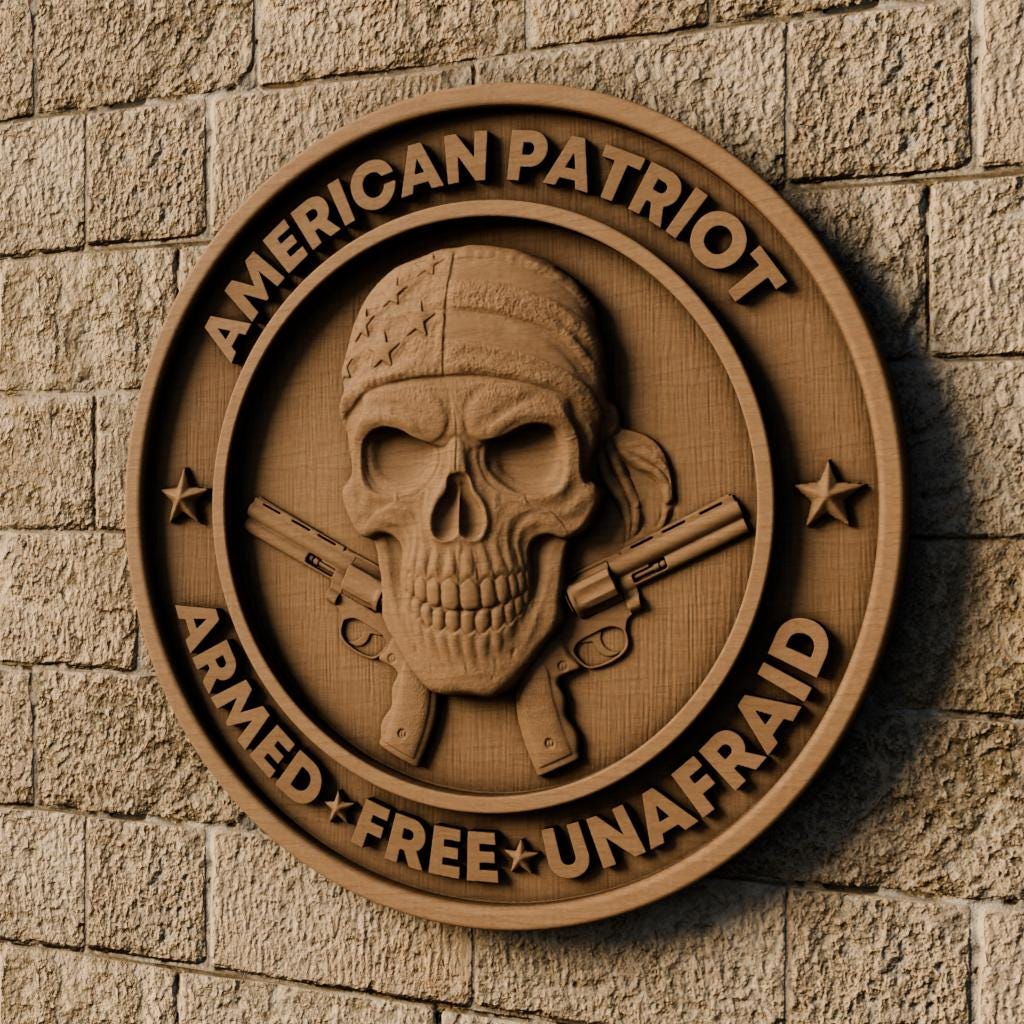 Patriot Skull Emblem 3D STL File: CNC Router & 3D Printing (digital ...