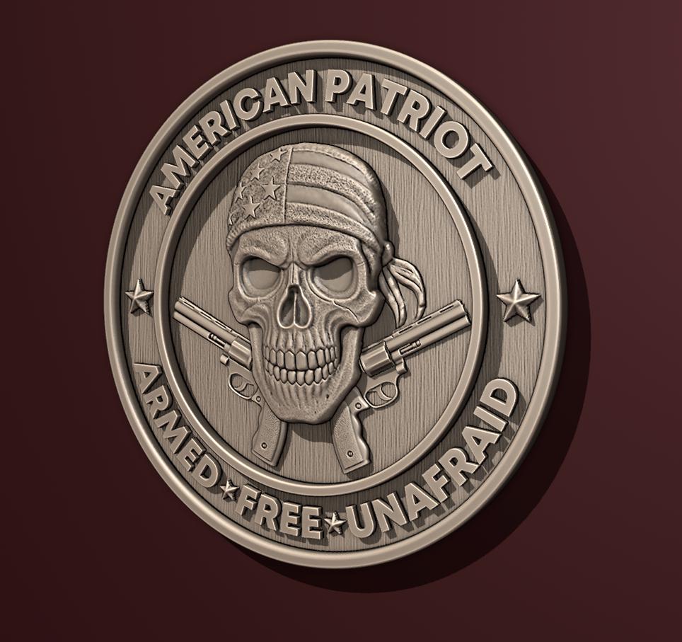 Patriot Skull Emblem 3D STL File: CNC Router & 3D Printing (digital ...