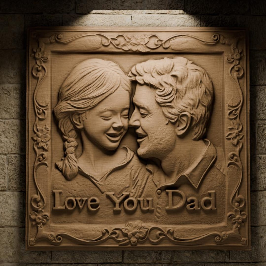 3D STL Design | Father and Daughter “love You Dad” Bas-relief | Father ...