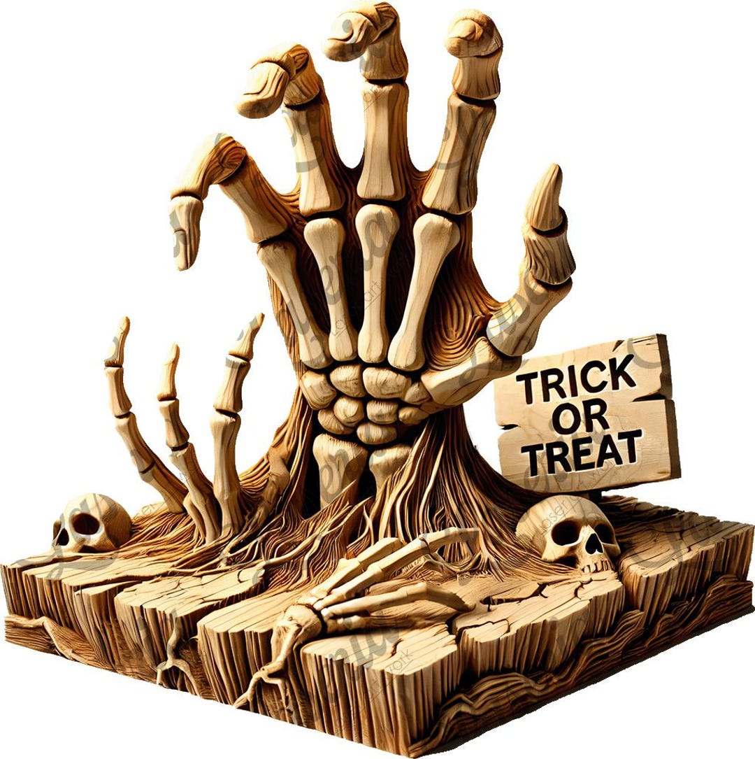 3D Illusion Design - Skeleton Hand Trick or Treat | CO2 Laser | Diode ...
