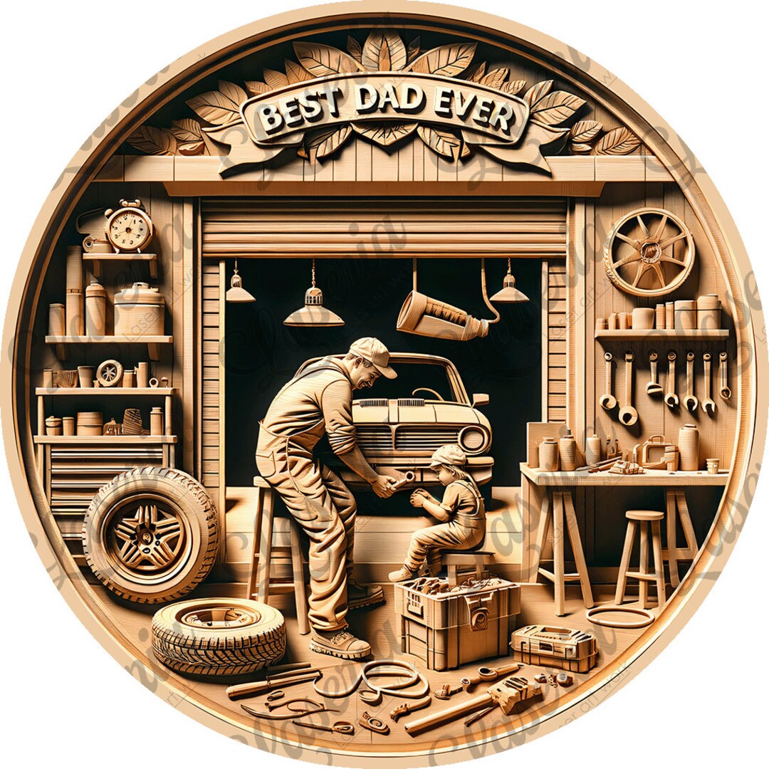 Best Dad Ever Working in the Garage 3D Engraving Design - Digital File ...