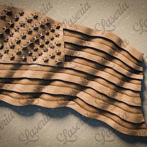 3D STL Design Waving American Flag Relief for CNC Routers and 3D ...