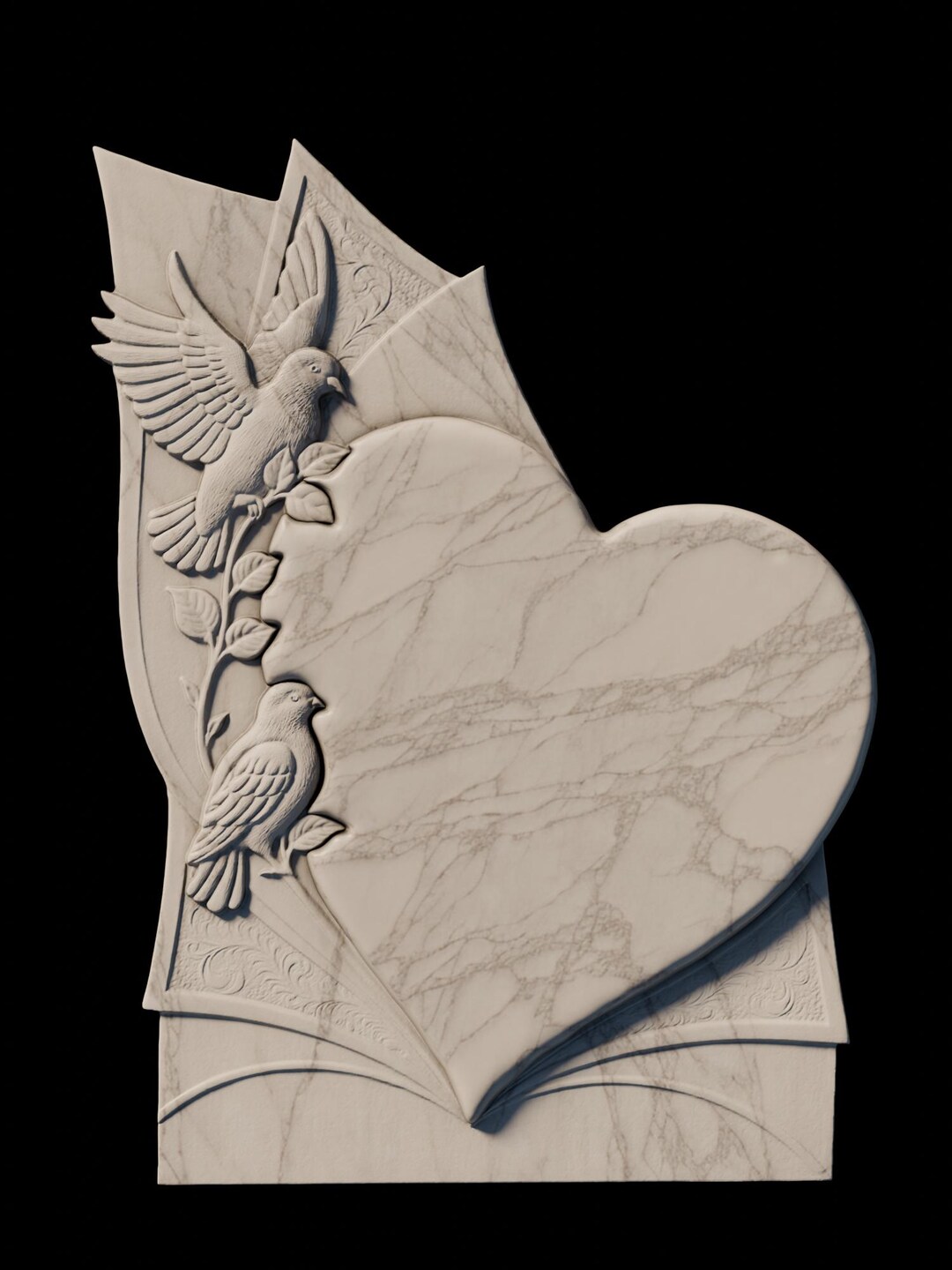 Custom Order 3d STL Design | Gravestone With Doves Bas-relief | CNC ...