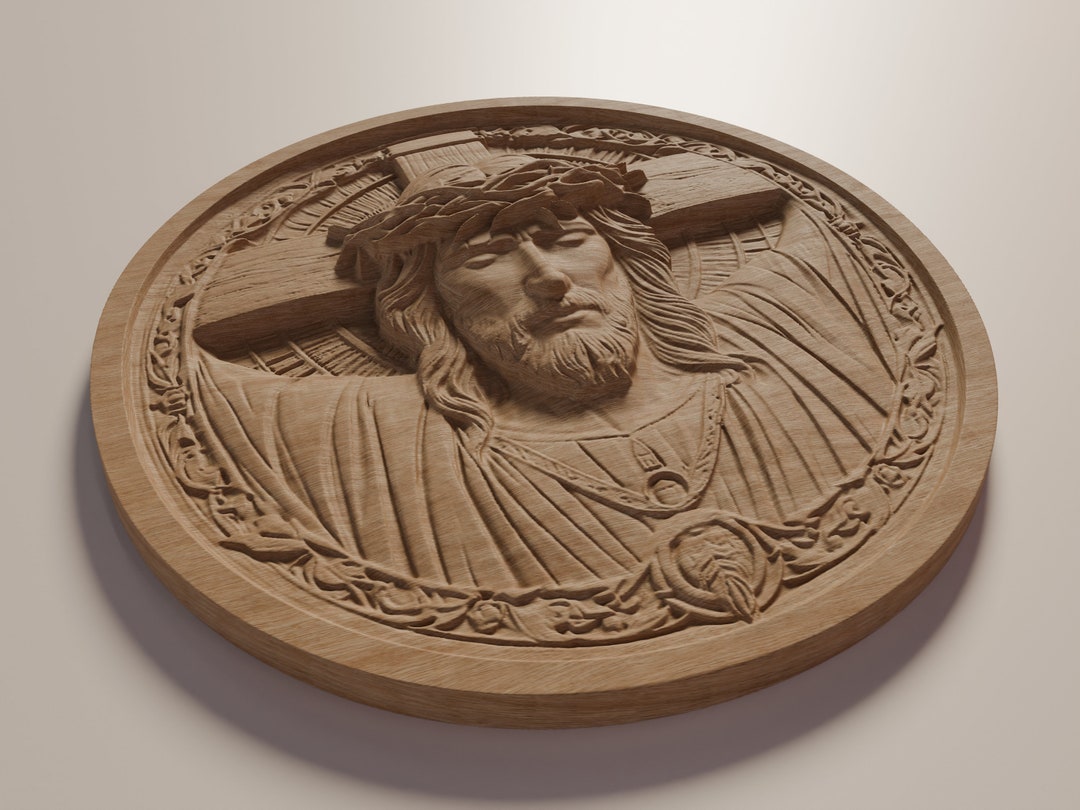 3D STL Digital File Jesus Christ Wall Art CNC Router Engraving 3D Printer Relief Christian Home ...