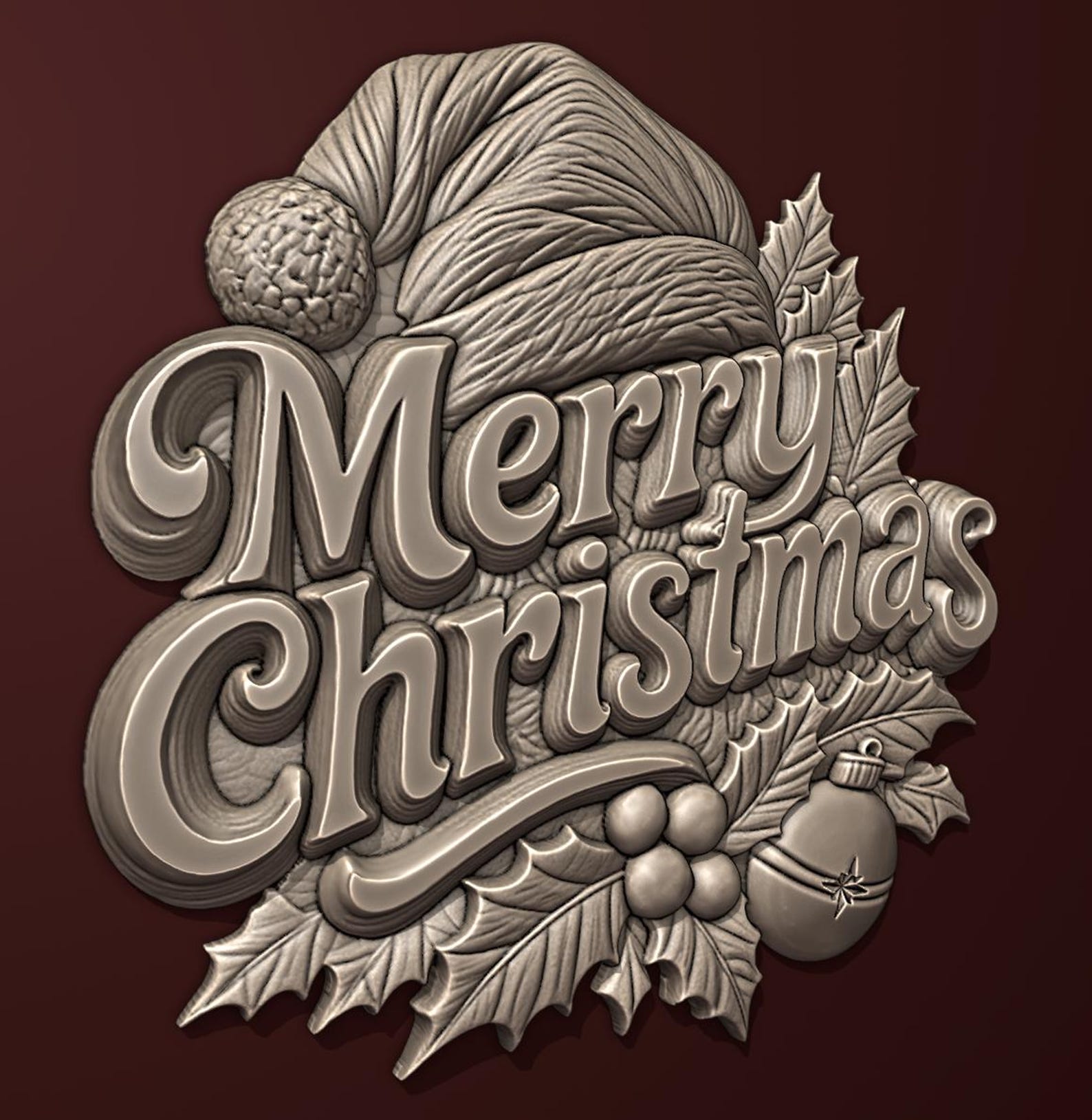 Merry Christmas STL Design – 3D Bas-relief for CNC Router | 3D Printing ...