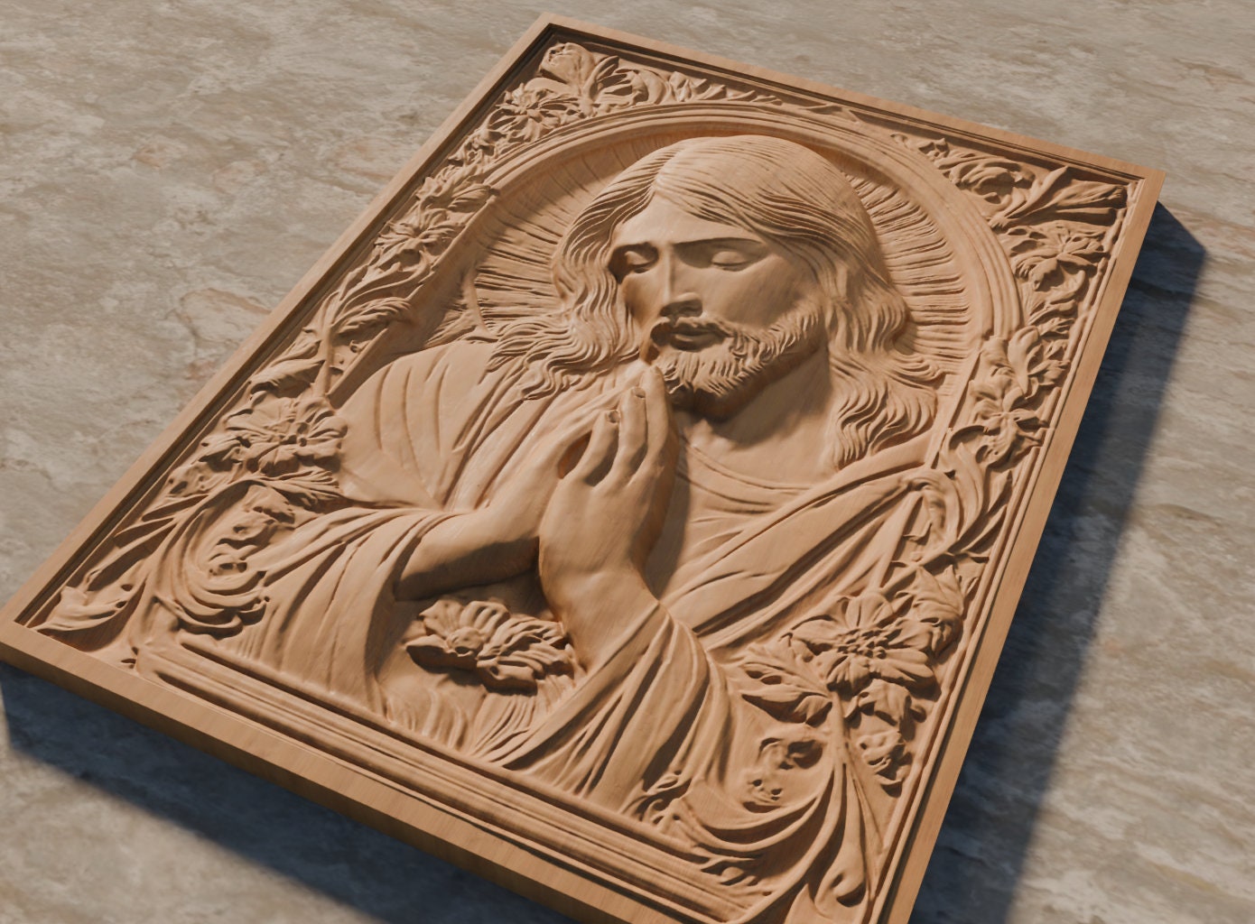 3D STL File of Praying Jesus for CNC Router and 3D Printing Detailed ...