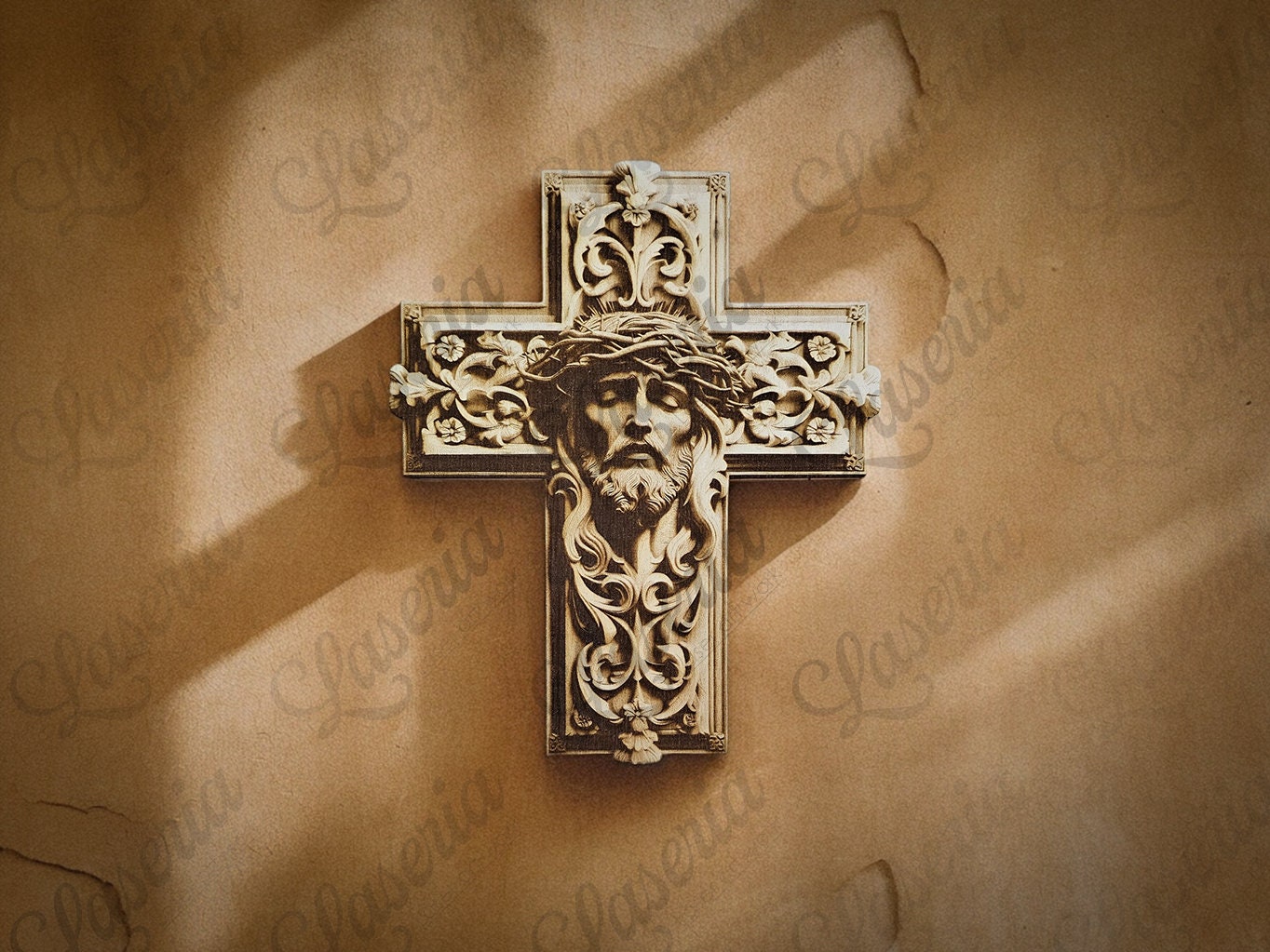 Crucifix Jesus 3D Illusion Engraving File, CO2 Laser SVG/PNG, Religious ...
