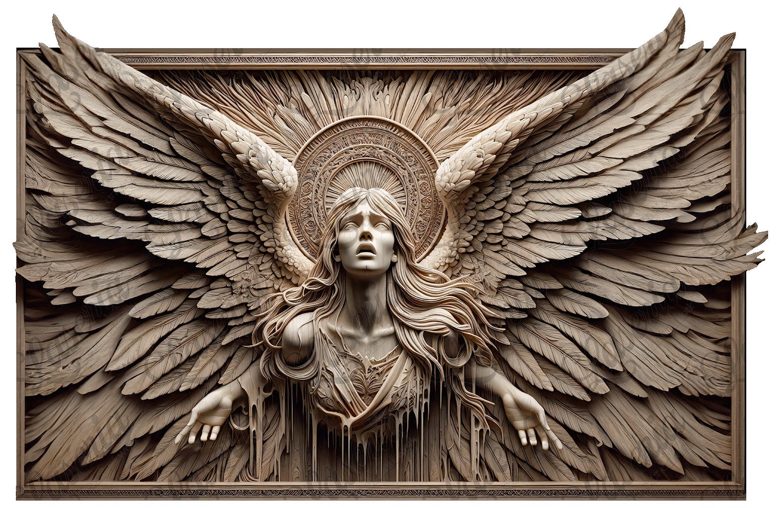 Celestial Angel Wings - Laser Engraving Design, 3D Illusion File ...
