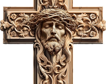 Crucifix Jesus 3D Illusion Engraving File, CO2 Laser SVG/PNG, Religious ...