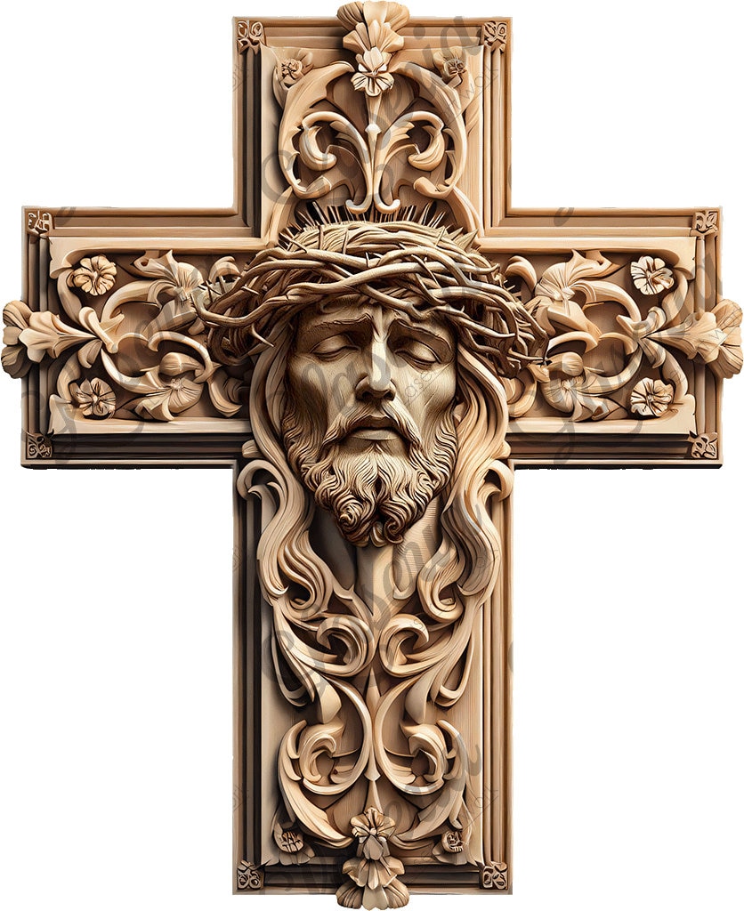 Crucifix Jesus 3D Illusion Engraving File, CO2 Laser SVG/PNG, Religious ...