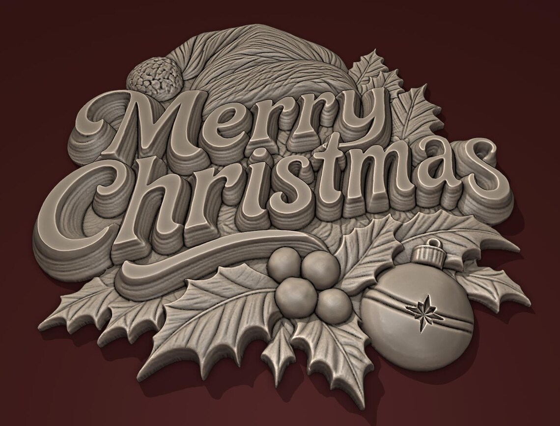 Merry Christmas STL Design – 3D Bas-relief for CNC Router | 3D Printing ...