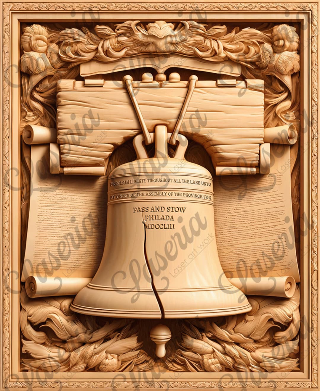 3D Liberty Bell Laser Engraving Design: CO2 & Diode Laser (digital File ...