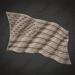3D STL Design Waving American Flag Relief for CNC Routers and 3D ...