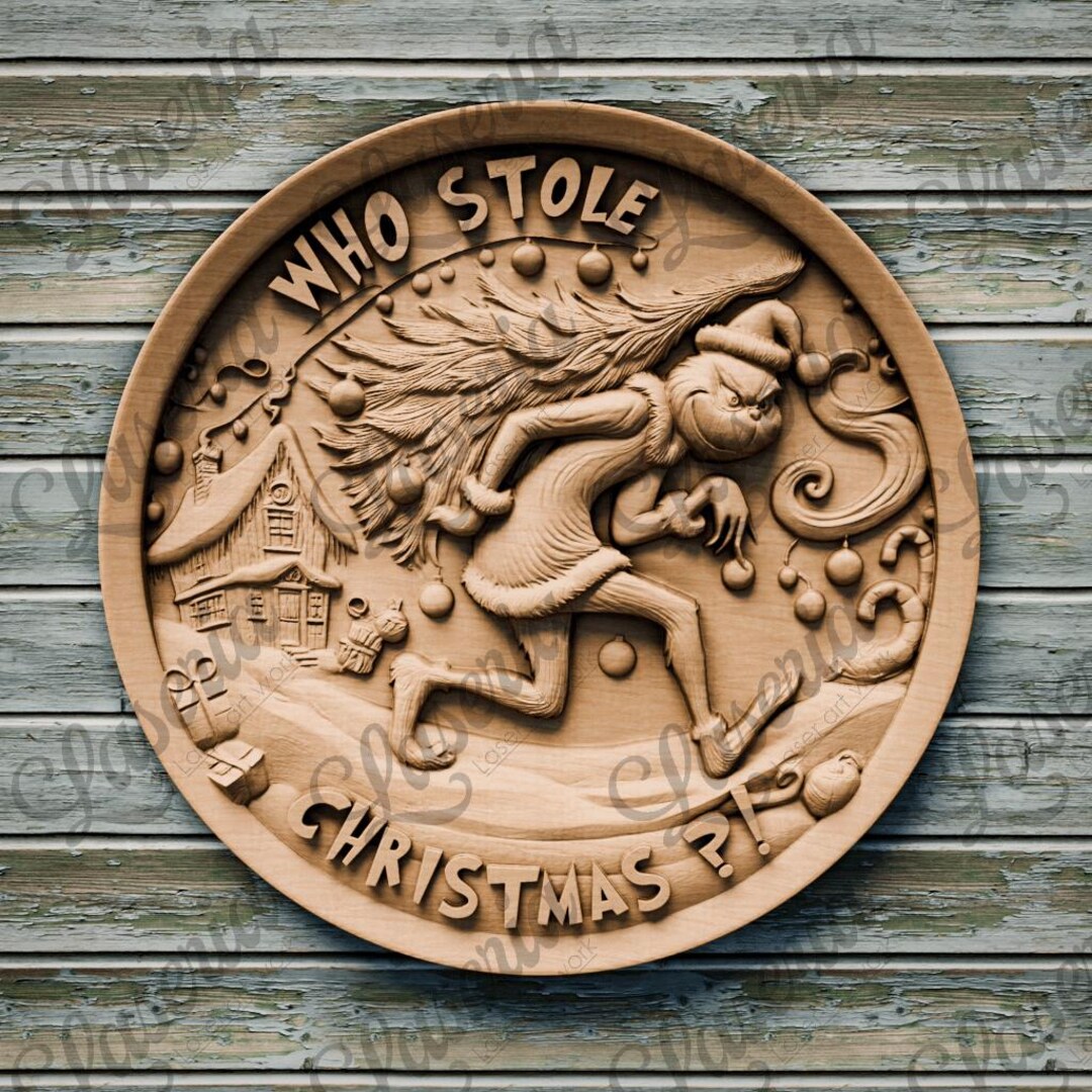 3D STL Design Grinch Christmas Relief for CNC Routers and 3D Printing ...