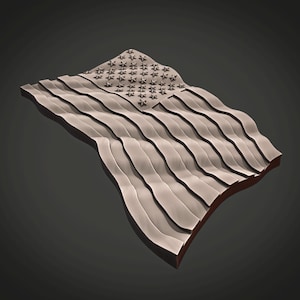 3D STL Design Waving American Flag Relief for CNC Routers and 3D ...