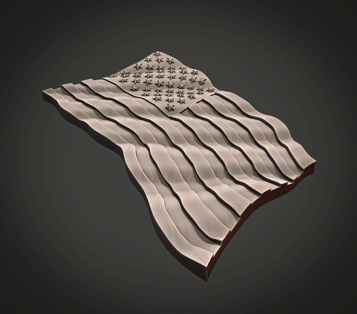 3D STL Design Waving American Flag Relief for CNC Routers and 3D ...