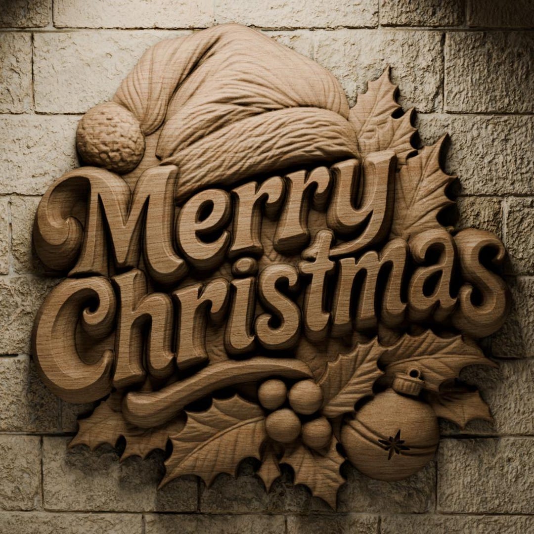 Merry Christmas STL Design – 3D Bas-relief for CNC Router | 3D Printing ...