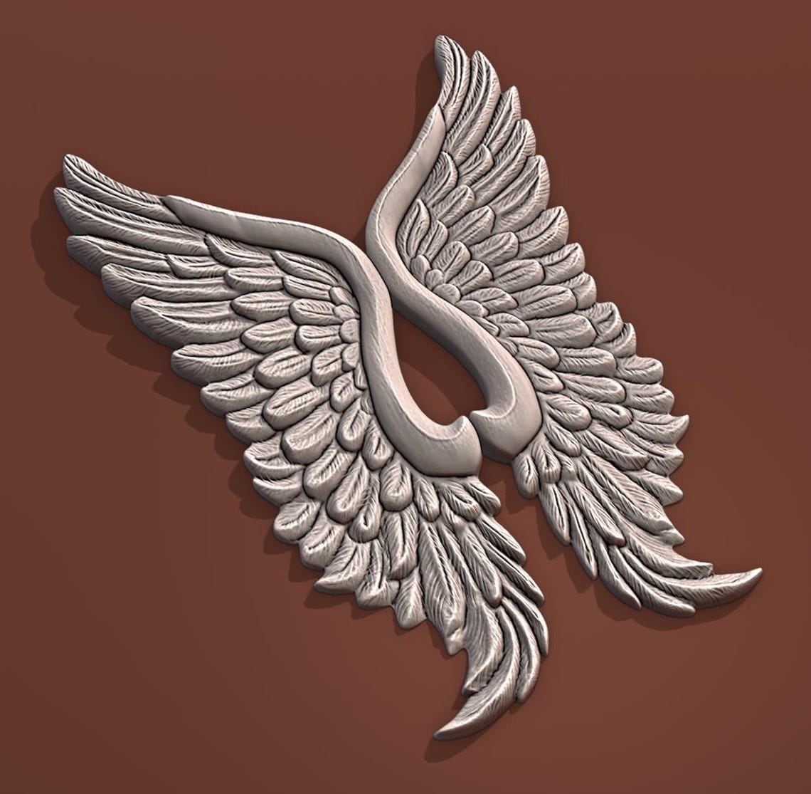 3D STL Design | Angel Wings Bas-relief | CNC Routers | 3D Printing - Etsy