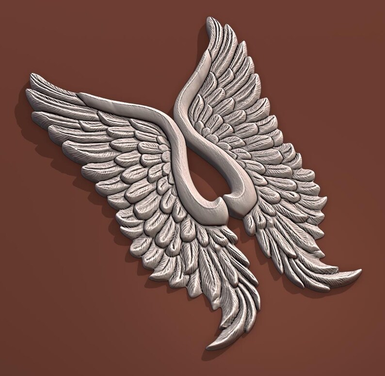 3D STL Design | Angel Wings Bas-relief | CNC Routers | 3D Printing - Etsy