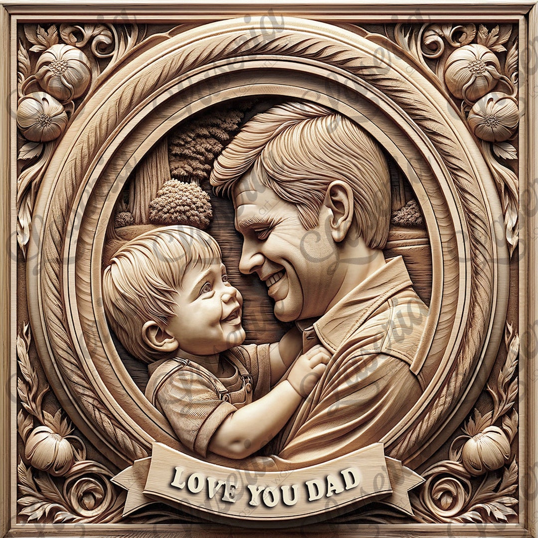 Love You Dad Joyful Embrace 3D Engraving Design - Digital File for ...