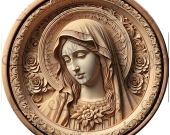 Virgin Mary Laser Engraving File: 3D Illusion Christian Art (digital ...