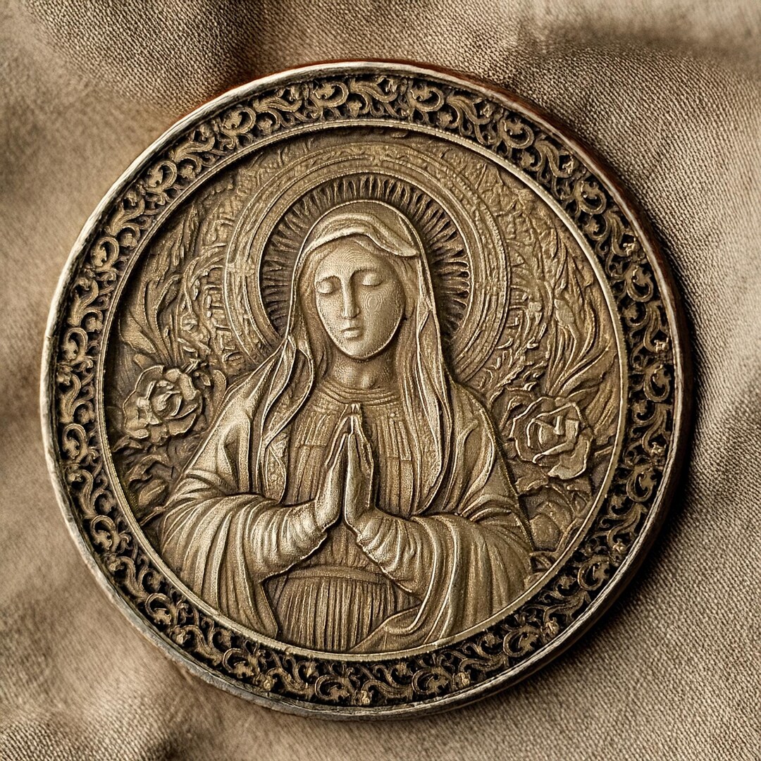 3D Depth Map Virgin Mary Coin | Fiber Laser Engraving | Lightburn 3D ...