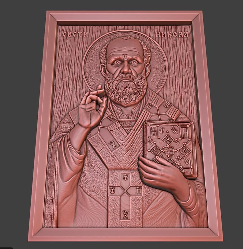 Saint Nicholas Icon 3D STL File: CNC Router Model, Religious Wall Art ...