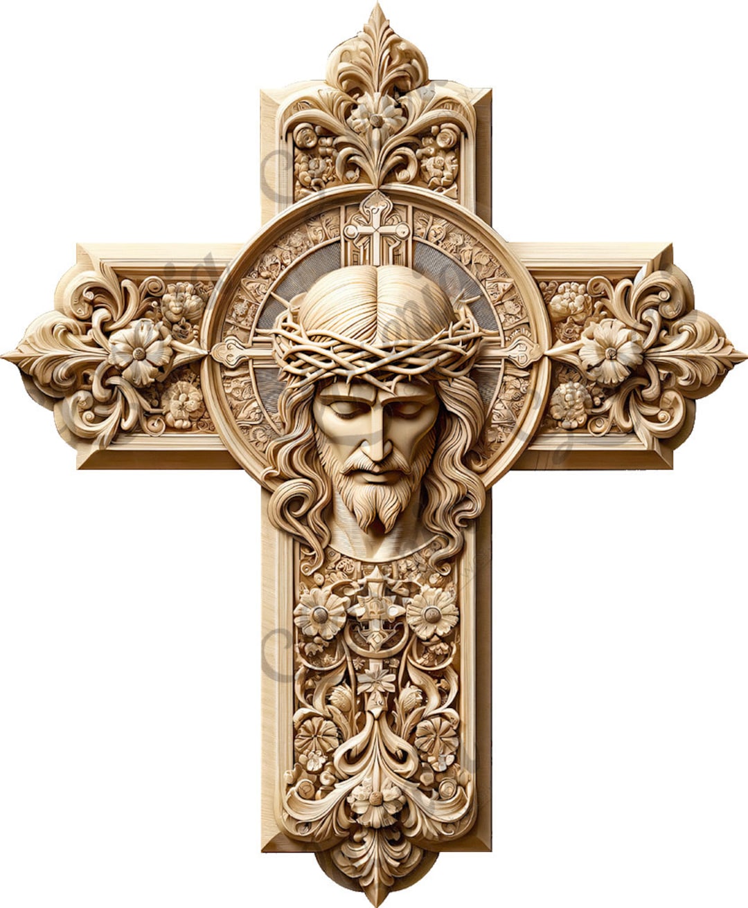 Crucifix Jesus 3D Illusion Engraving File, CO2 Laser SVG/PNG, Religious ...