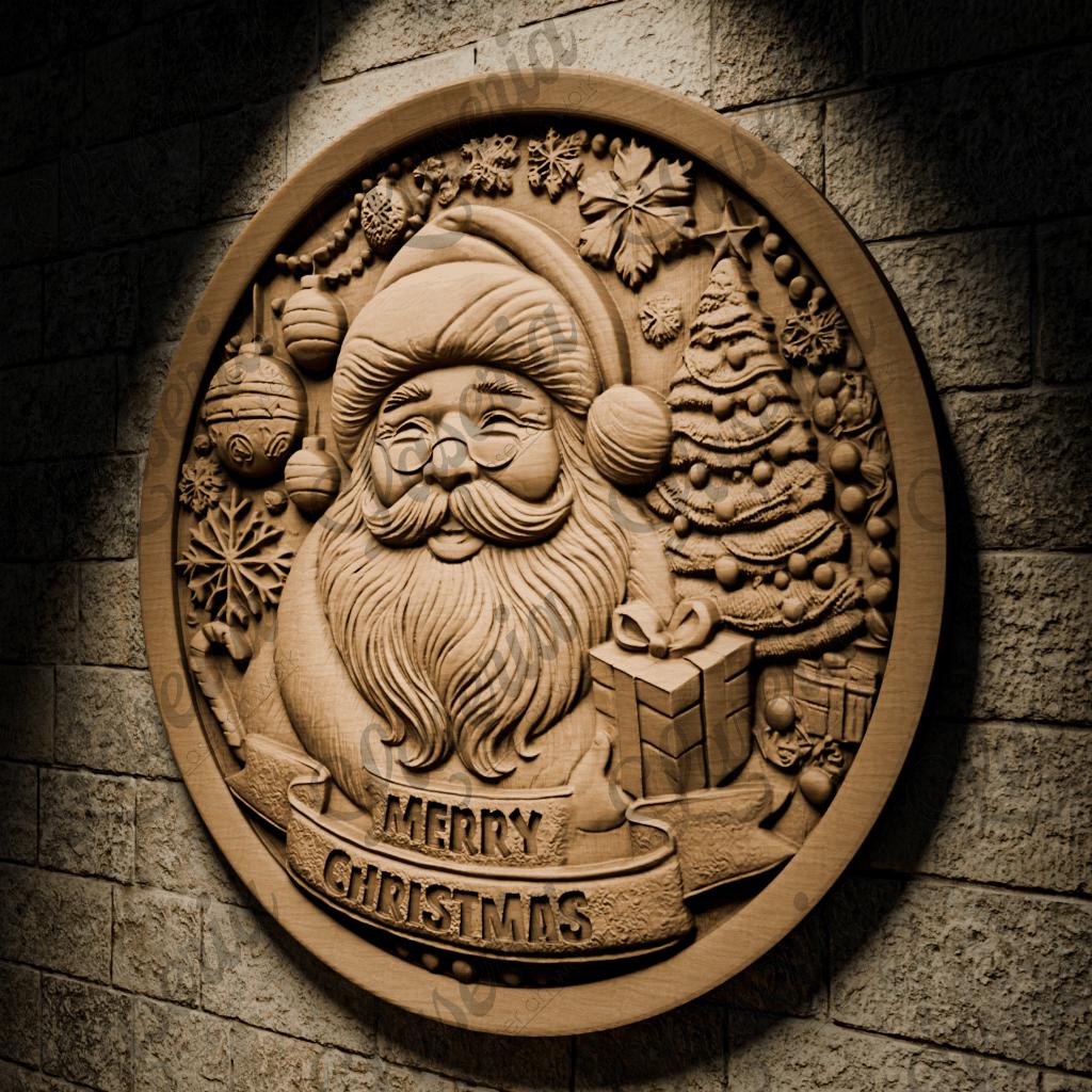3D STL Design Merry Christmas Santa Relief for CNC Routers and 3D ...
