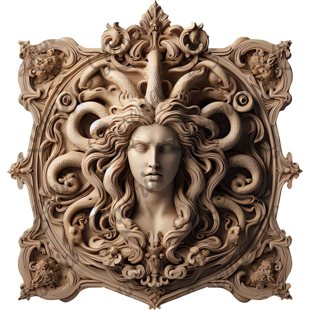 Mythical Medusa Engraving Artwork - 3D Digital File for Laser Engraving ...