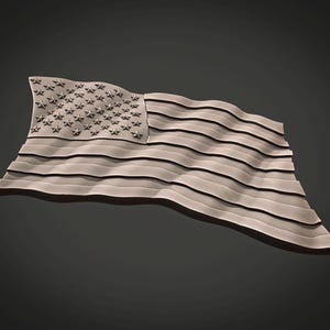 3D STL Design Waving American Flag Relief for CNC Routers and 3D ...