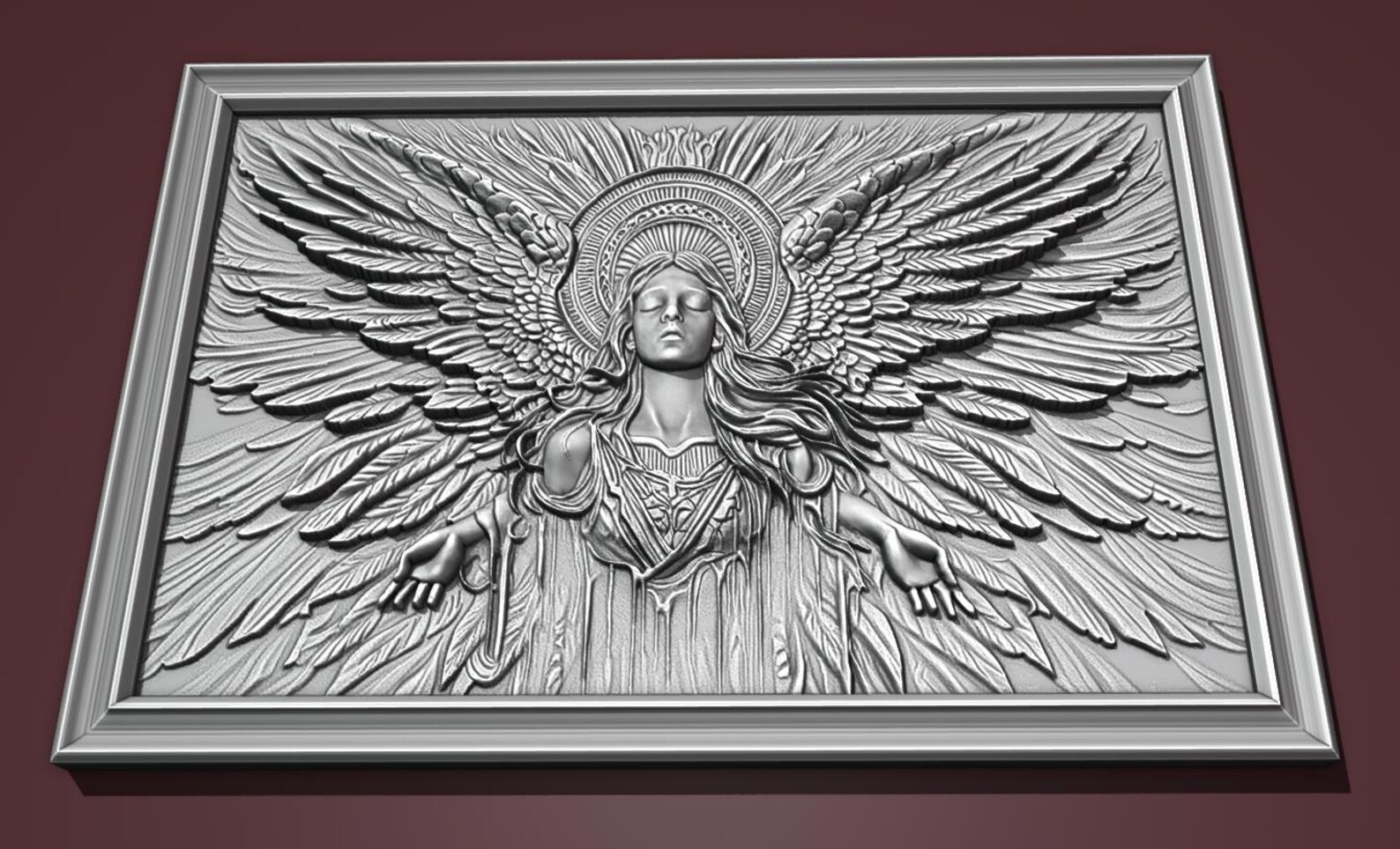Framed Angel 3D STL Design for CNC & 3D Printing | Angel Wings Relief ...