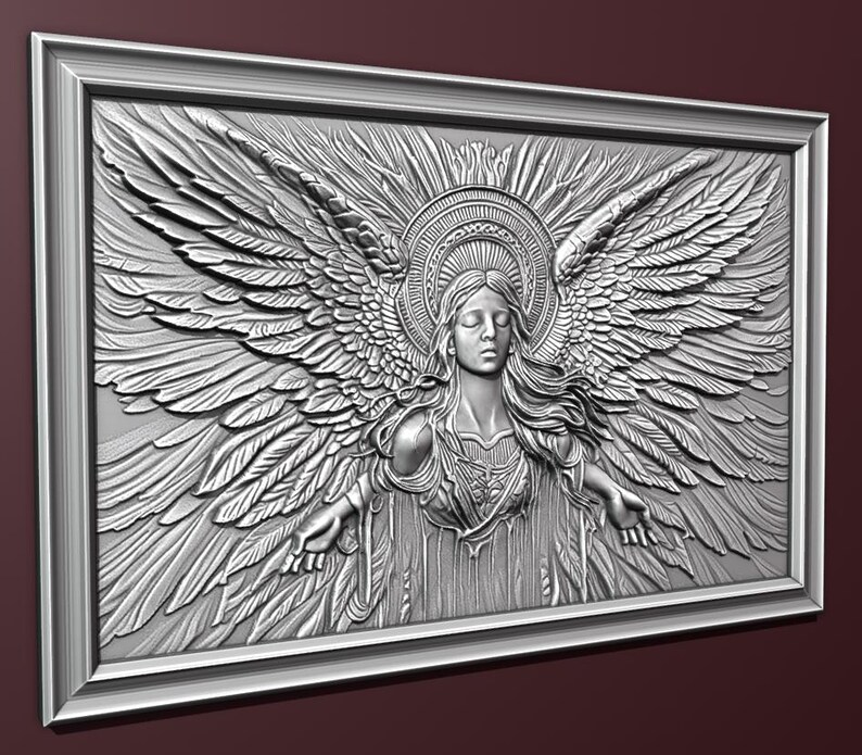 Framed Angel 3D STL Design for CNC & 3D Printing | Angel Wings Relief ...